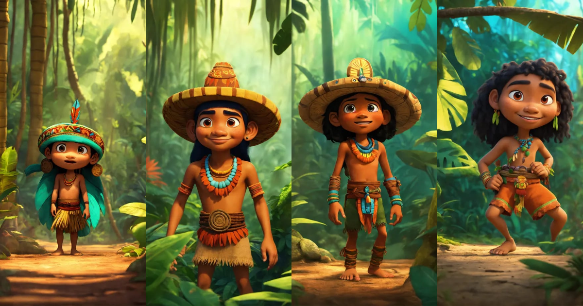 Lexica - Pixar animation of a native mayan hiding in the jungle, pixar ...