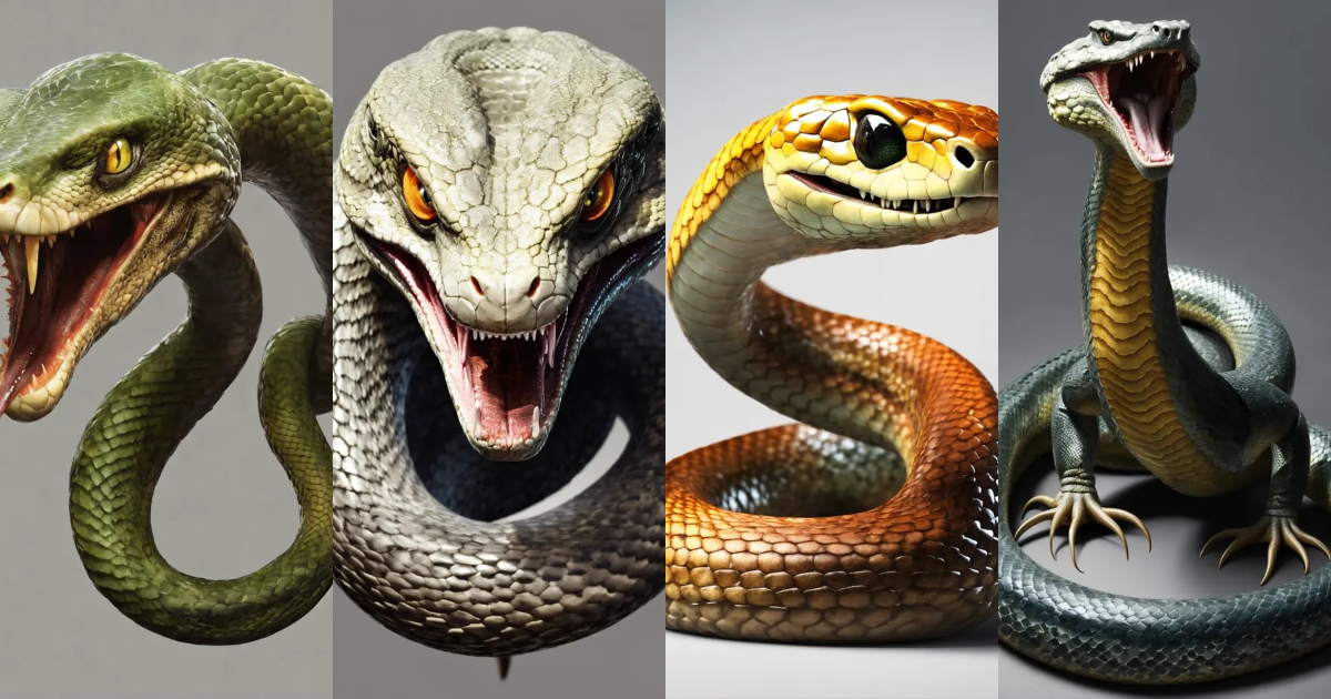 Lexica - Angry alien snake; full body; ultra-realistic; solid white ...