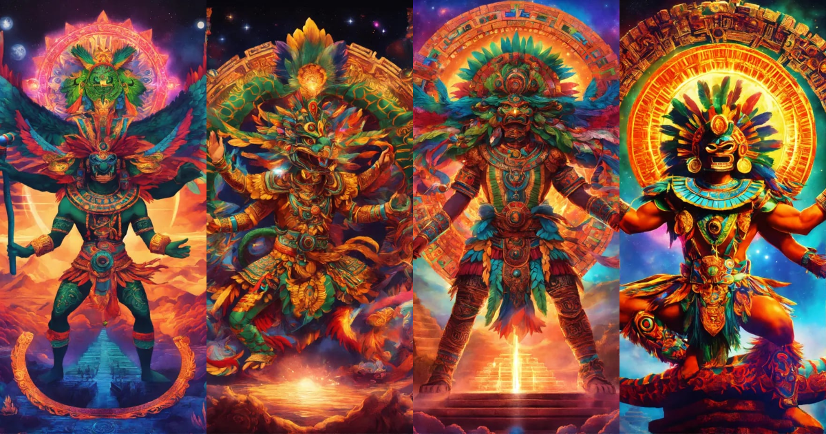 Lexica - Aztec God Quetzalcoatl dancing in moonlit midnight aura with ...