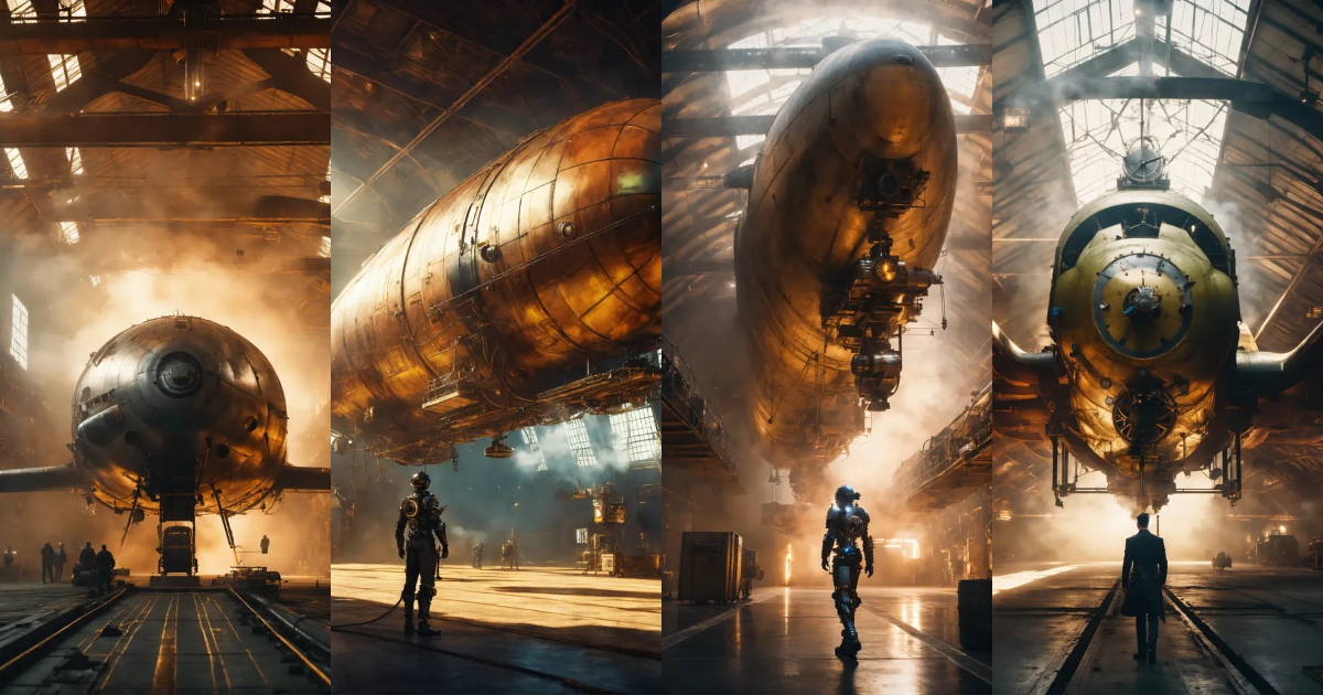 Lexica - Clockwork cyborg, distant shot, 8k resolution, in a Zeppelin ...