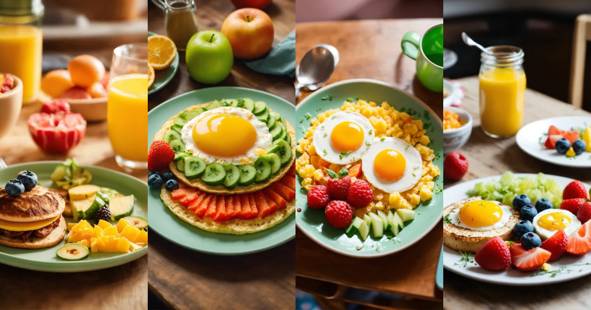 Lexica - On the kitchen table on a plate is a wholesome kid's breakfast ...