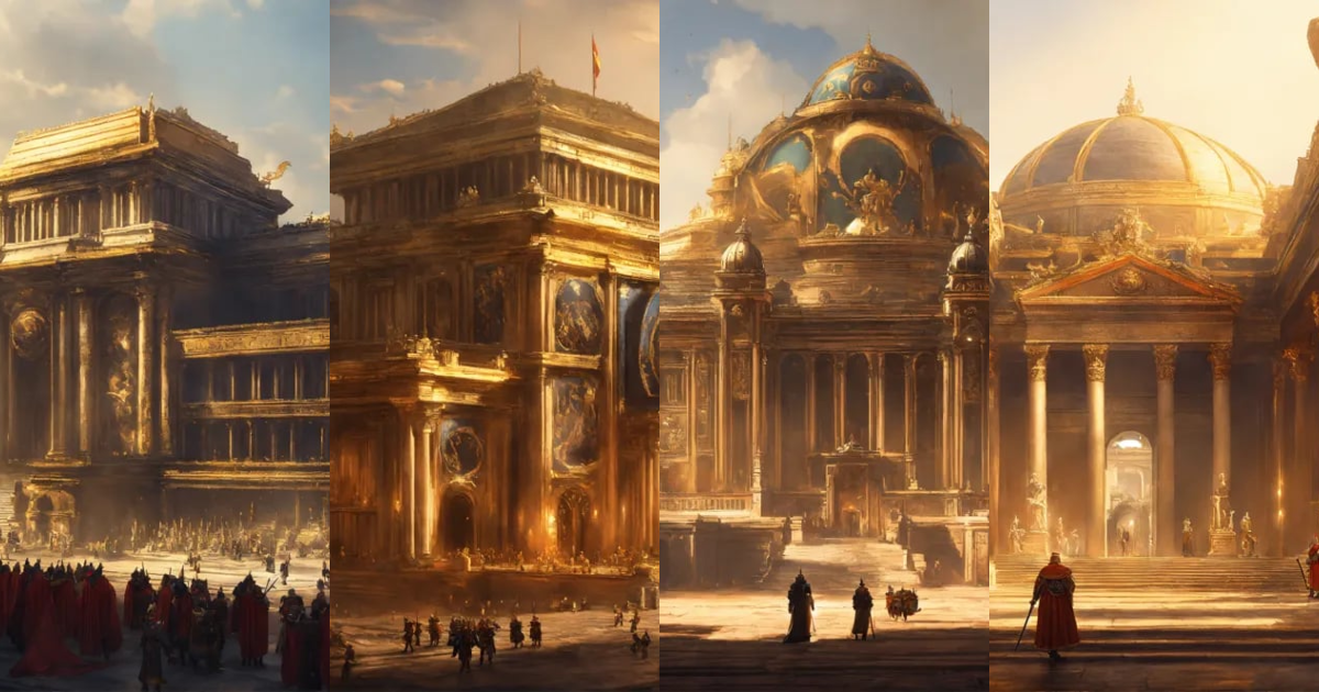 Lexica - Epic gigantic futurisic imperial palace wiht art and statues ...