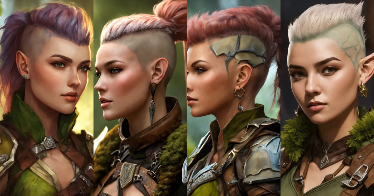 Lexica - Female elf ranger with sides of head shaved in short mohawk ...