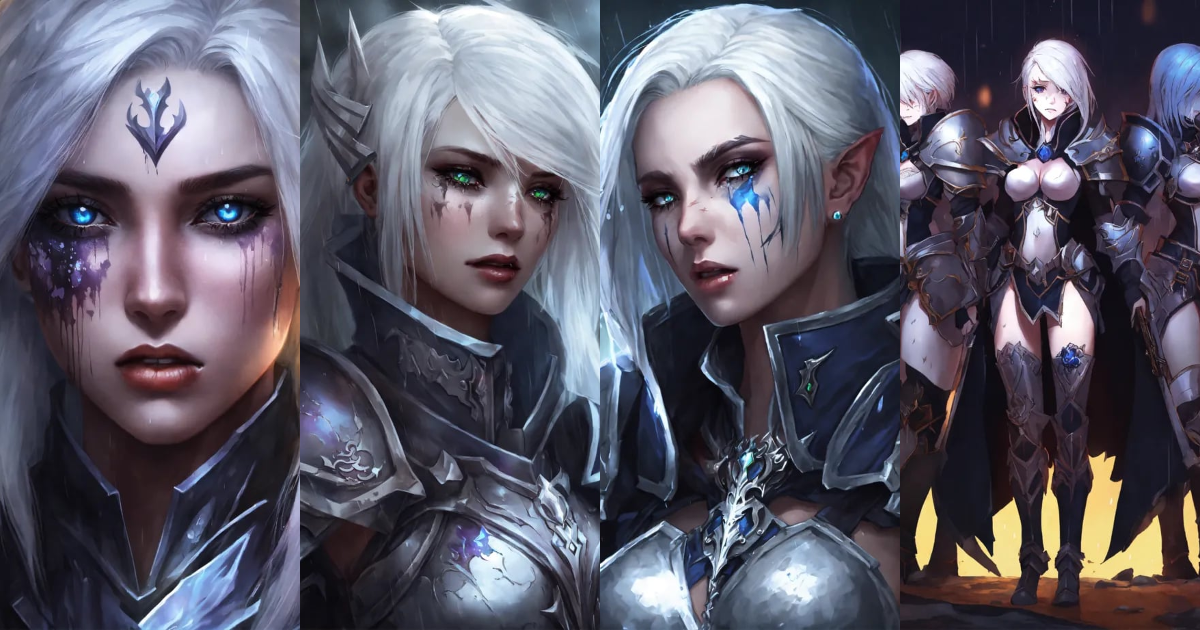 Lexica - Human female undead death knight, shining armor, cry, white ...