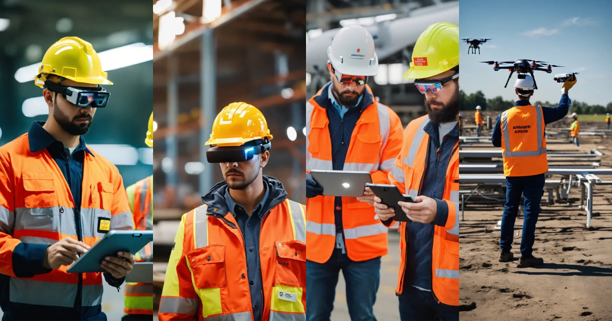 Lexica - "laborers using 3D augmented reality glasses for danger ...