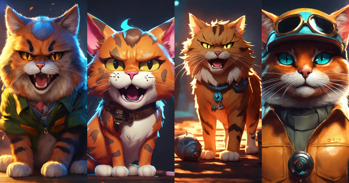 Lexica - Cool cat growling art style 8k trending on artstation