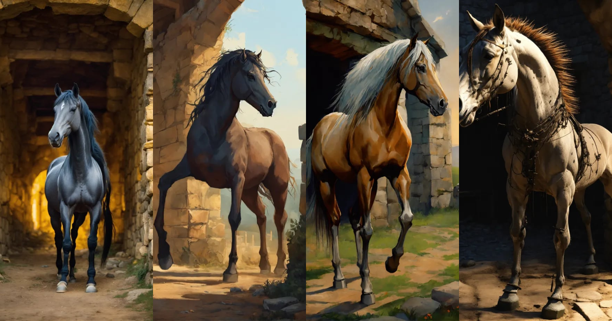 Lexica - A horse with strange proportions. Its neck is ten feet long ...