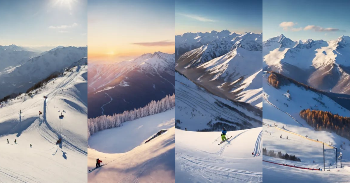 Lexica - Realistic photo of a ski slope from a bird's eye view ...
