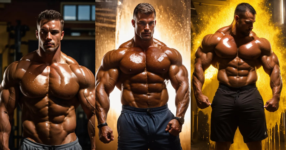 Lexica - Broad shoulders, sweaty muscle man, heavyweight bodybuilder ...
