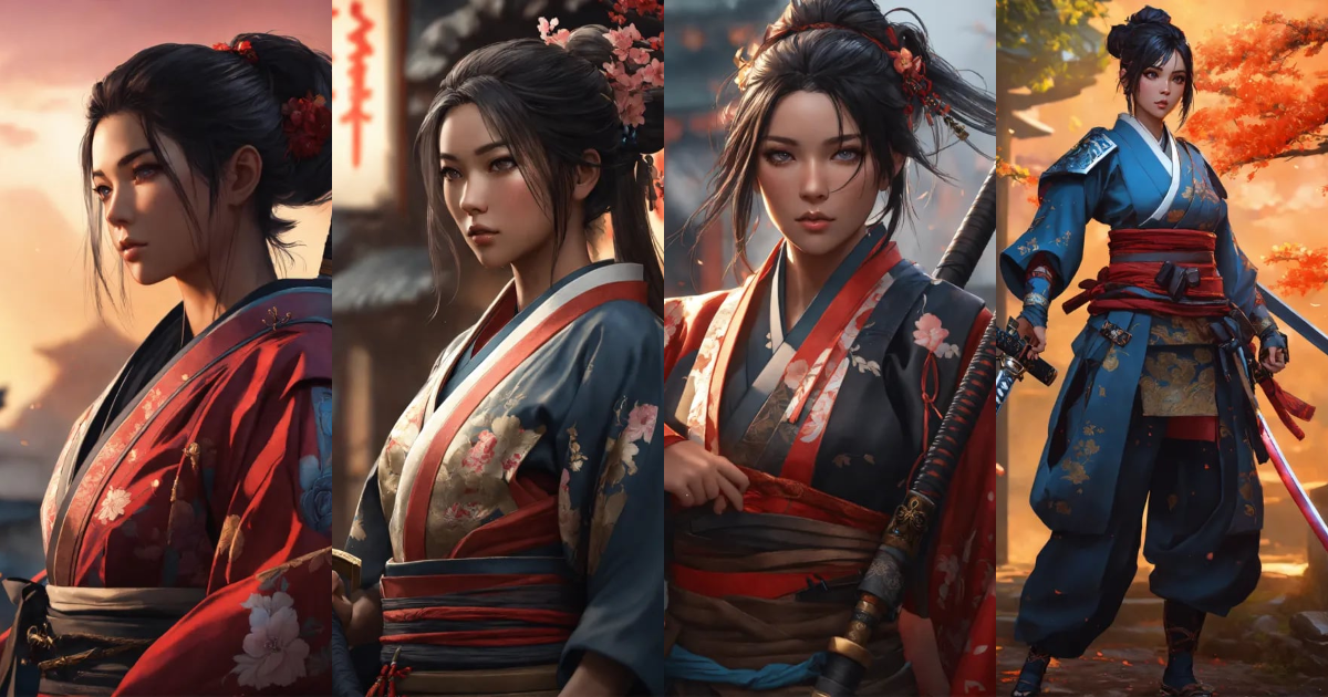 Lexica - "female Japanese ronin", heroine, katana, samurai, full body ...
