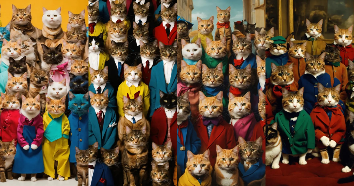 Lexica - A parallel world where only cats evolved, crowd of cats ...