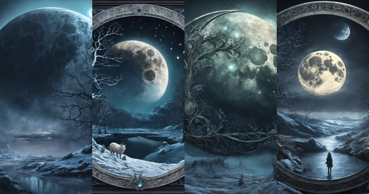 Lexica - Freezing moon, intricate art, dark fantasy style
