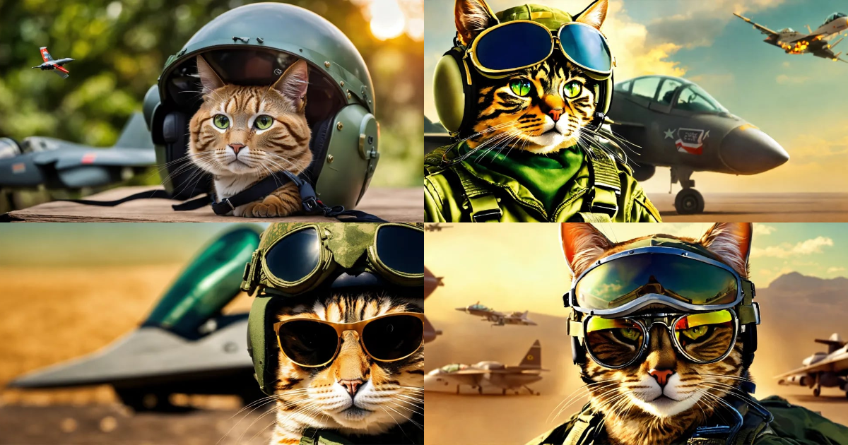 Lexica - A cute cat wearing sun glass and military airforce helmet and ...