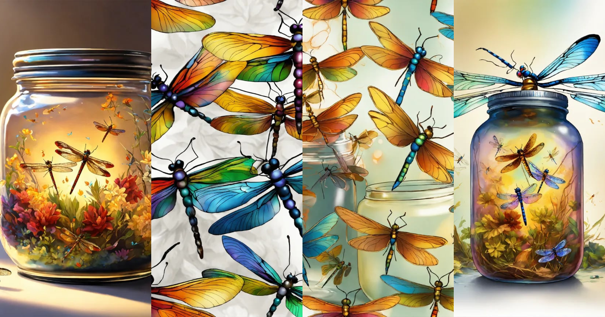 Lexica - Create a drawing of an explosion of realistic dragonflies from ...