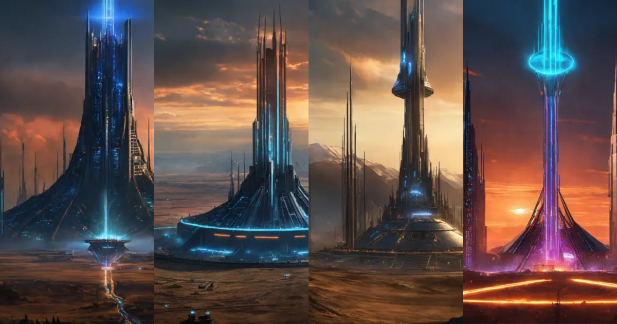 Lexica - Dark alien Tower of Sauron from a distance is a towering ...