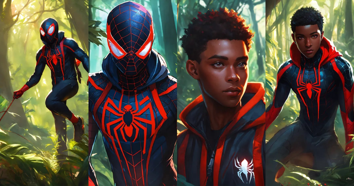 Lexica - Anime version of miles morales visual magical forest, stunning ...