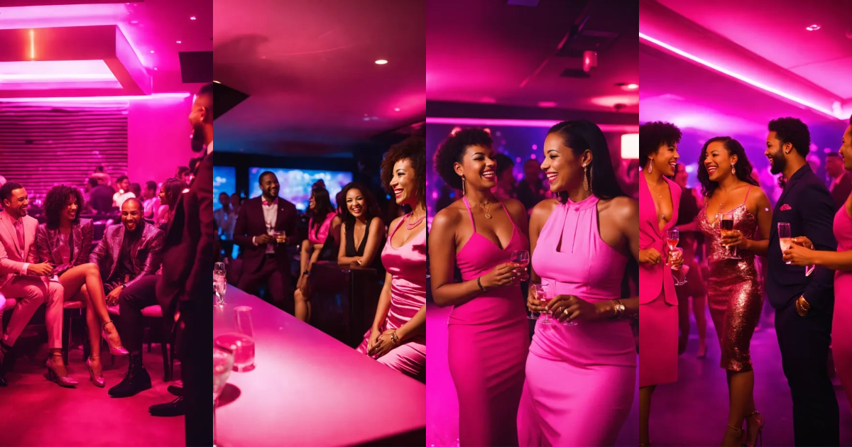 Lexica - A wide shot of mixed race entrepreneurs in a dark pink ...