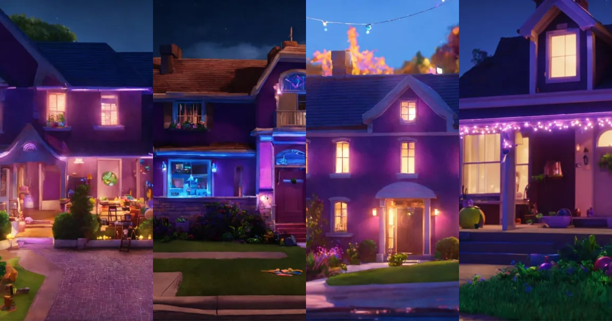 Lexica - CGI! Pixar style 80's home exterior. house party. no people ...