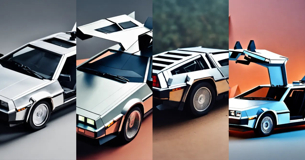 Lexica - Delorean built in origami, minimalistic and abstract illustration