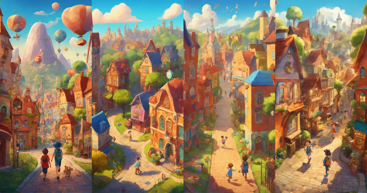 Lexica - A highly detailed imaginary school town. The city buildings ...