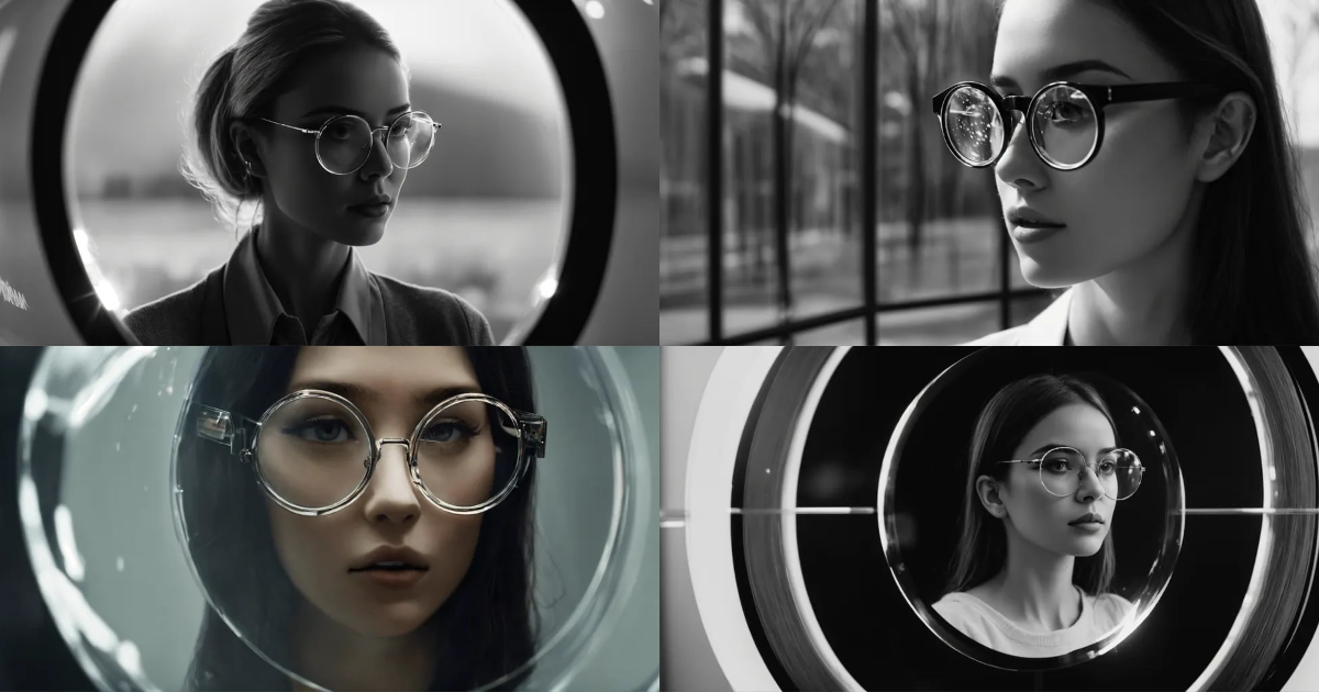Lexica - Art Women glasses, clear looking through a transparent glass ...
