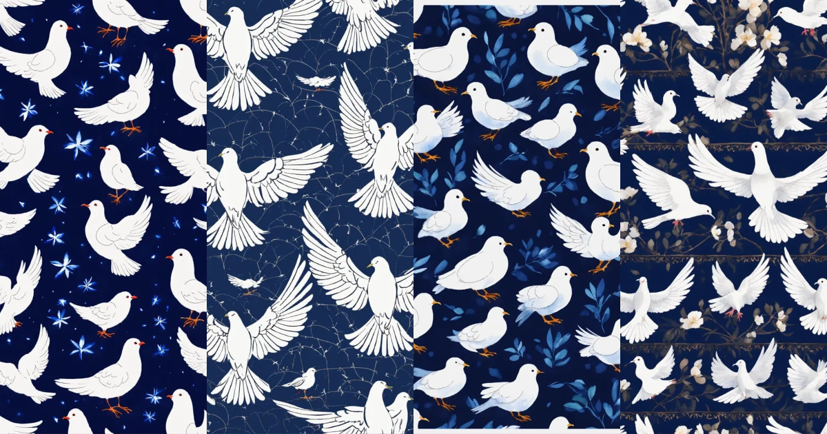 Lexica - White doves, clothing fabric, symmetrical pattern, hyper ...