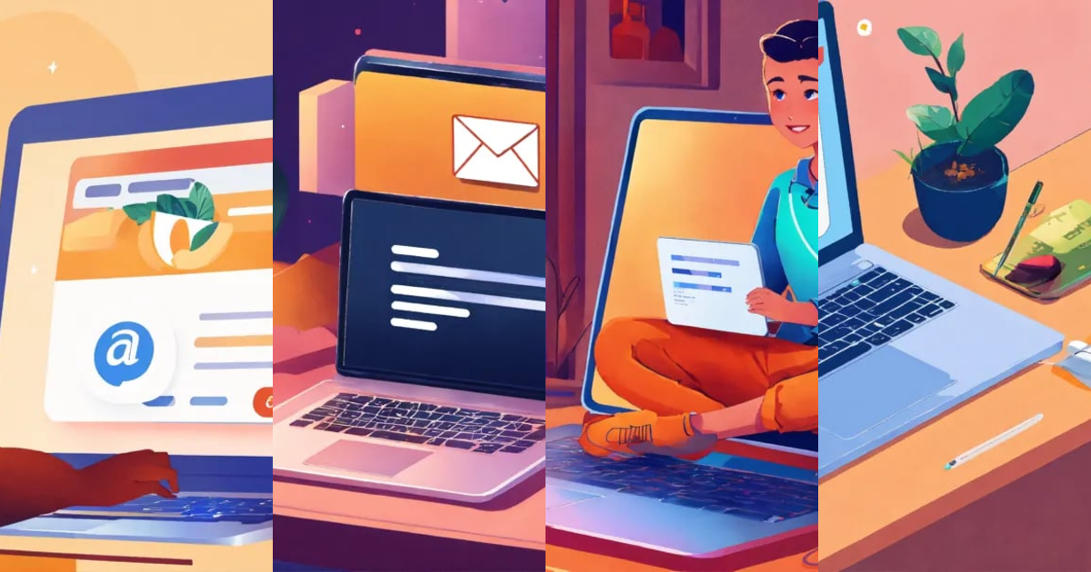 Lexica - Checking email address on laptop illustration