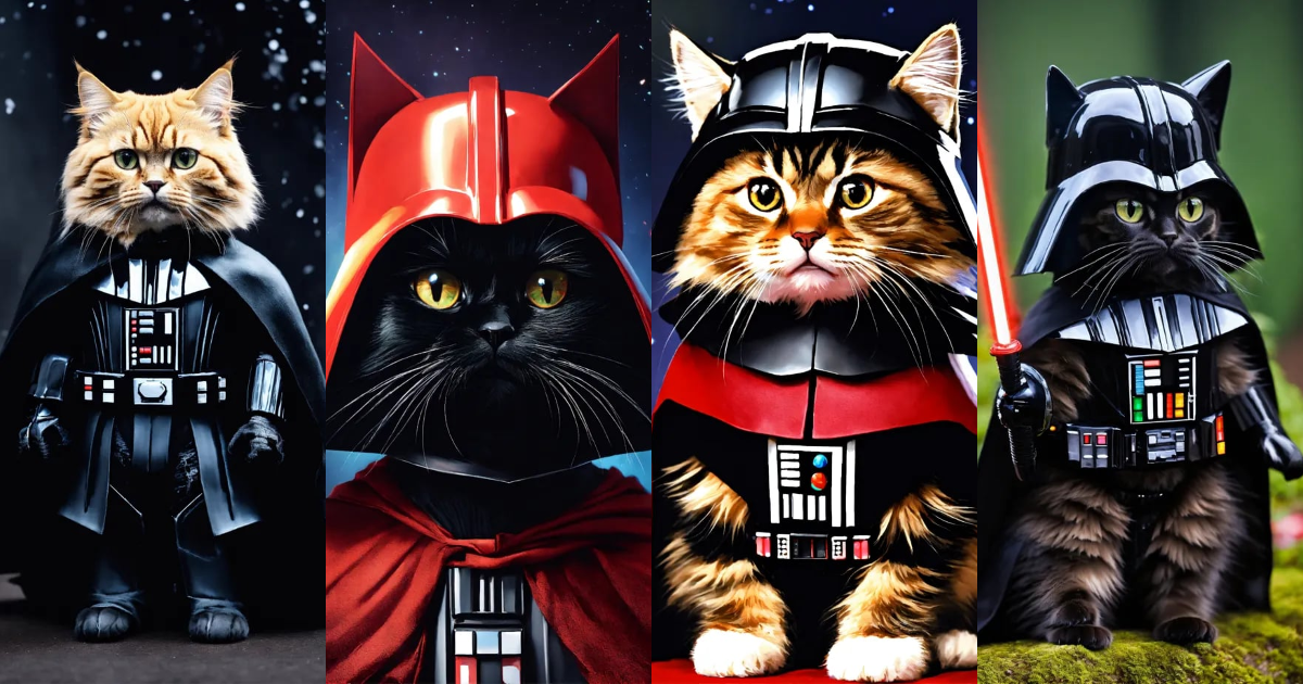 Lexica - Craft an image of a siberian cat in a darth vader costume ...