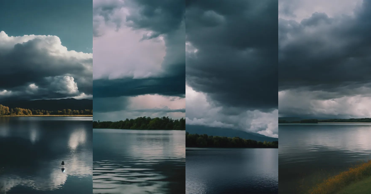 Lexica - Low storm Clouds floating over a lake, hyper realistic, 35mm ...