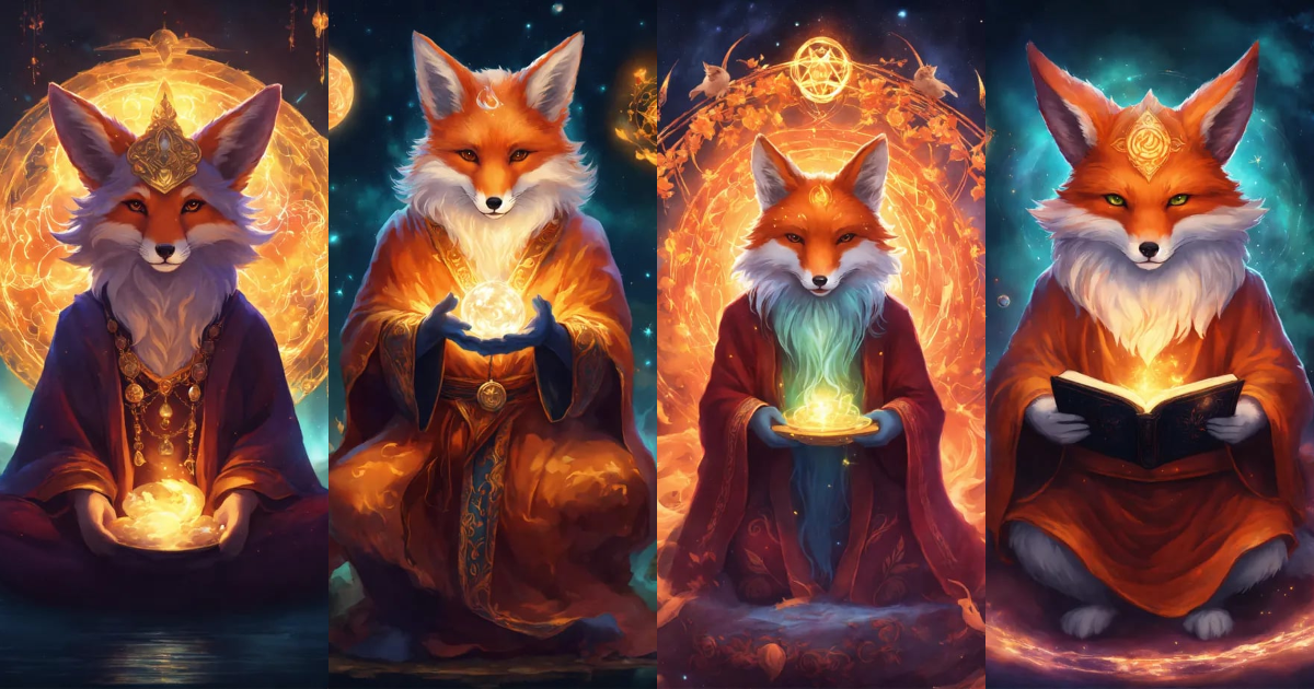 Lexica - A celestial Fox-Gnome God of Trickery emanating spells ...