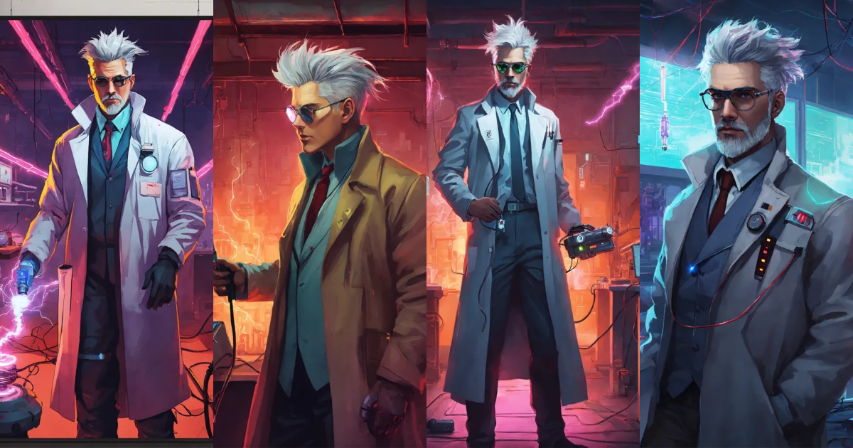 Lexica - Cyberpunk corporate mad scantiest with crazy gray hair wearing ...