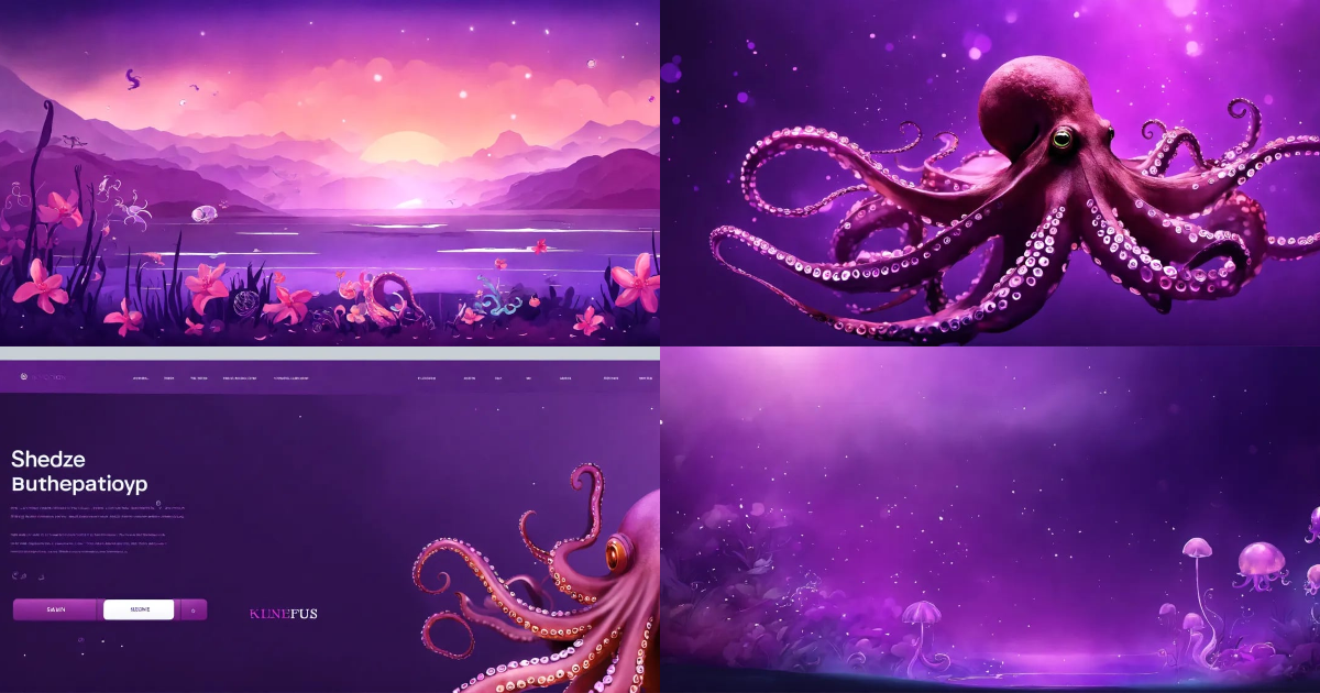 Lexica - Purple layout for a website, beautiful design, octopus theme