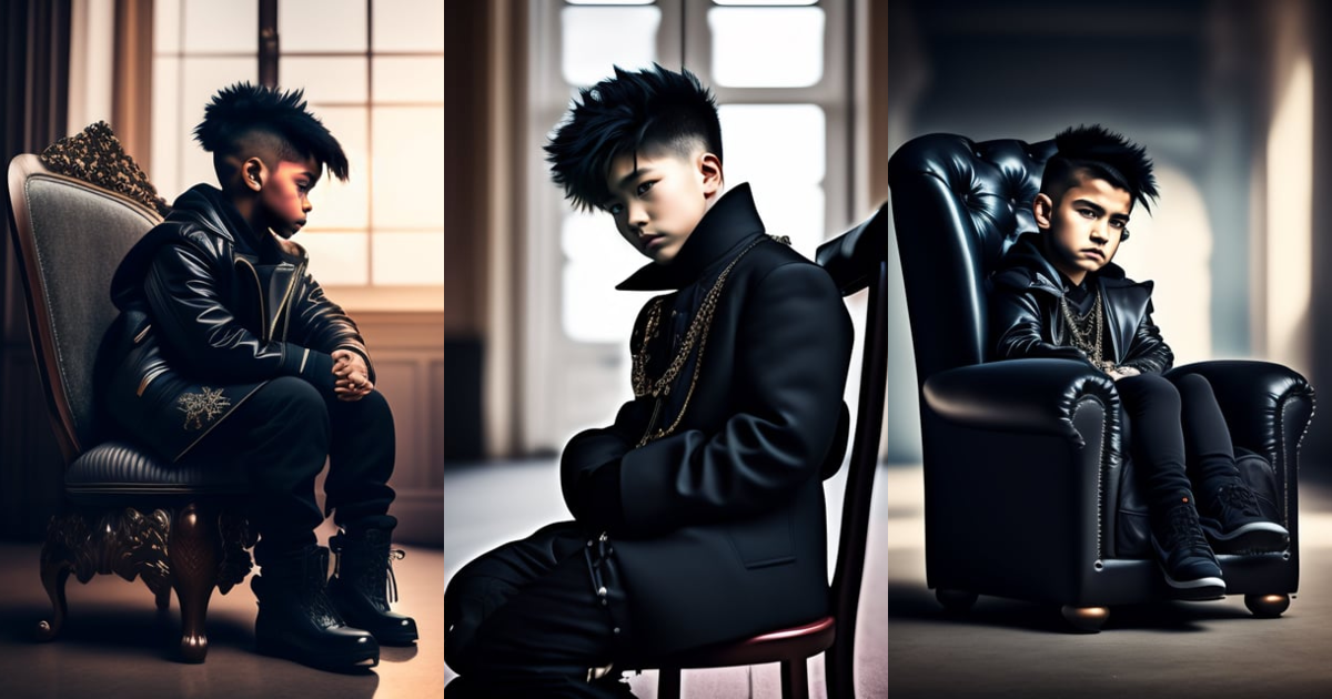 Lexica - A edgy goth kid sitting on a chair, highly detailed photography