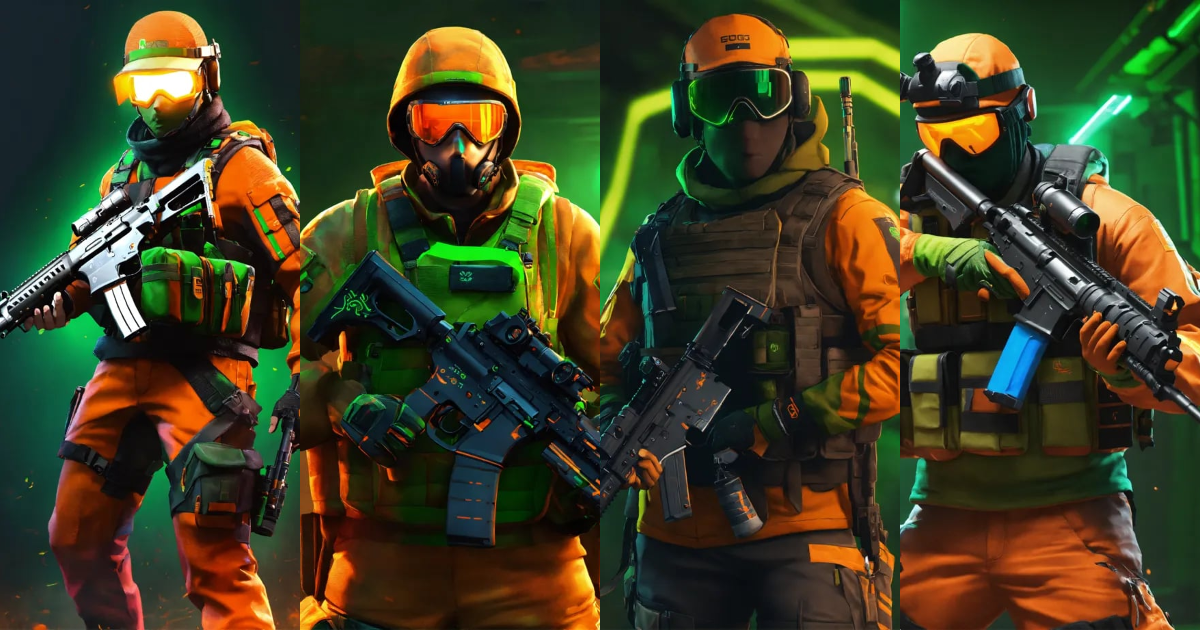 Lexica - CS-GO deluxe terrorist skin, hollographic orange and green ...