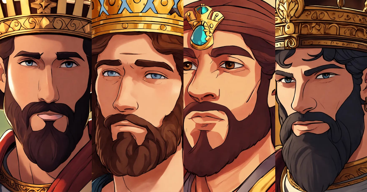 Lexica - 25 year old King david from the bible, 2d cartoon, face closeup