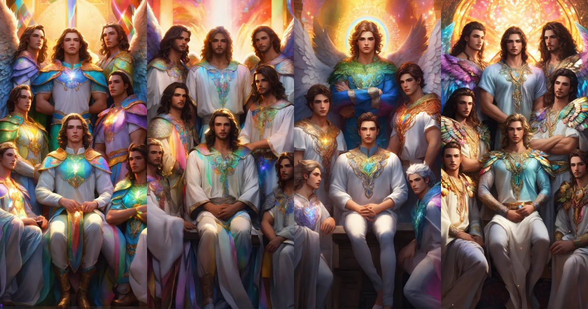 Lexica - Group of 7 beautiful and perfect male Angels, detailed and ...