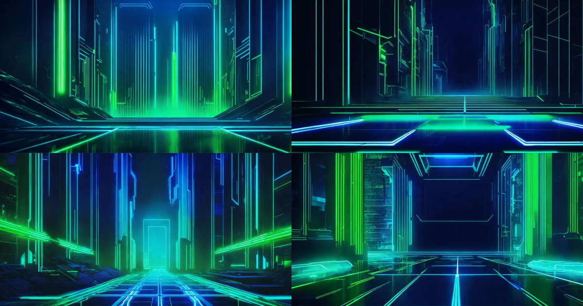 Lexica - Neon futuristic background like tron dark blue and green