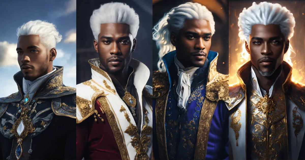 Lexica - Black man white hair prince fantasy 4k