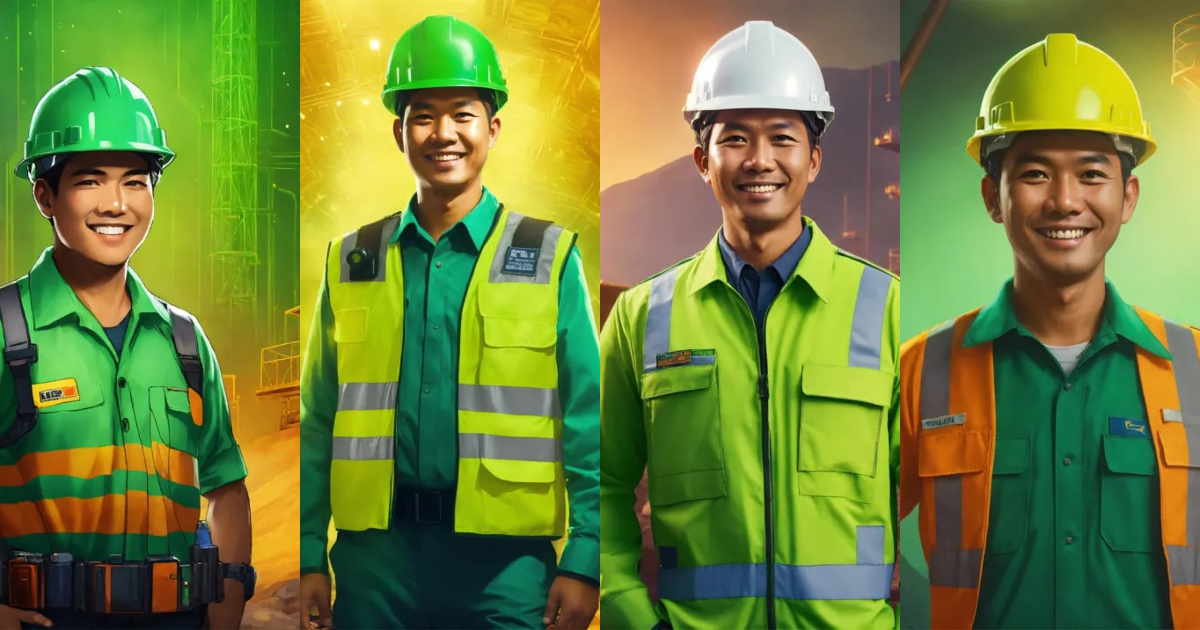 Lexica - Technical officer wearing engineering uniform, security helmet ...