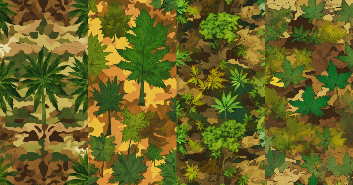 Lexica - Smoke, Weed, and tree camouflage pattern greens and browns