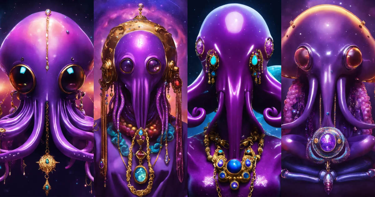 Lexica - Purple psychic space squid with jewelry