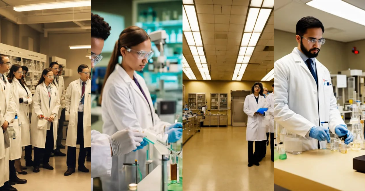 Lexica - A diverse group of scientist wearing lab coats in a labaratory ...