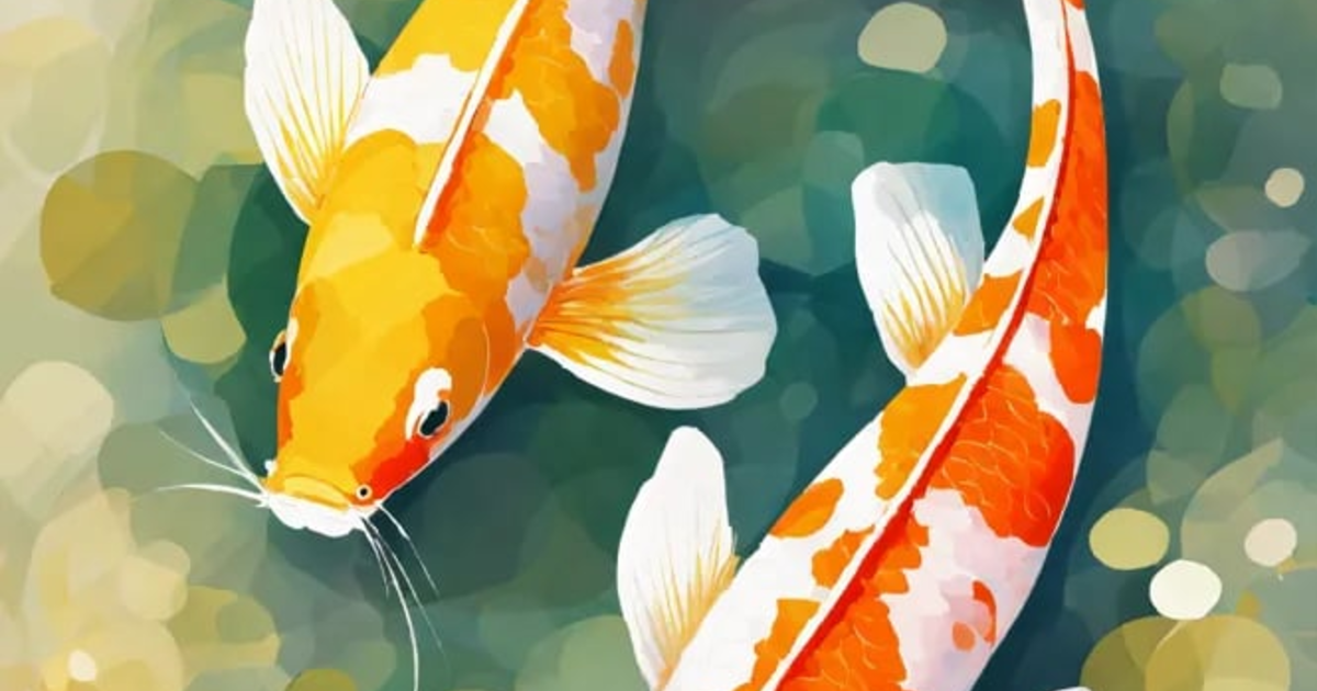 Lexica - 2 koi fish pale tones abstract impressionistic, minimalistic ...