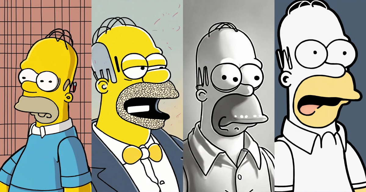 Lexica - Badly drawn Homer Simpson with his stubble line covering over ...