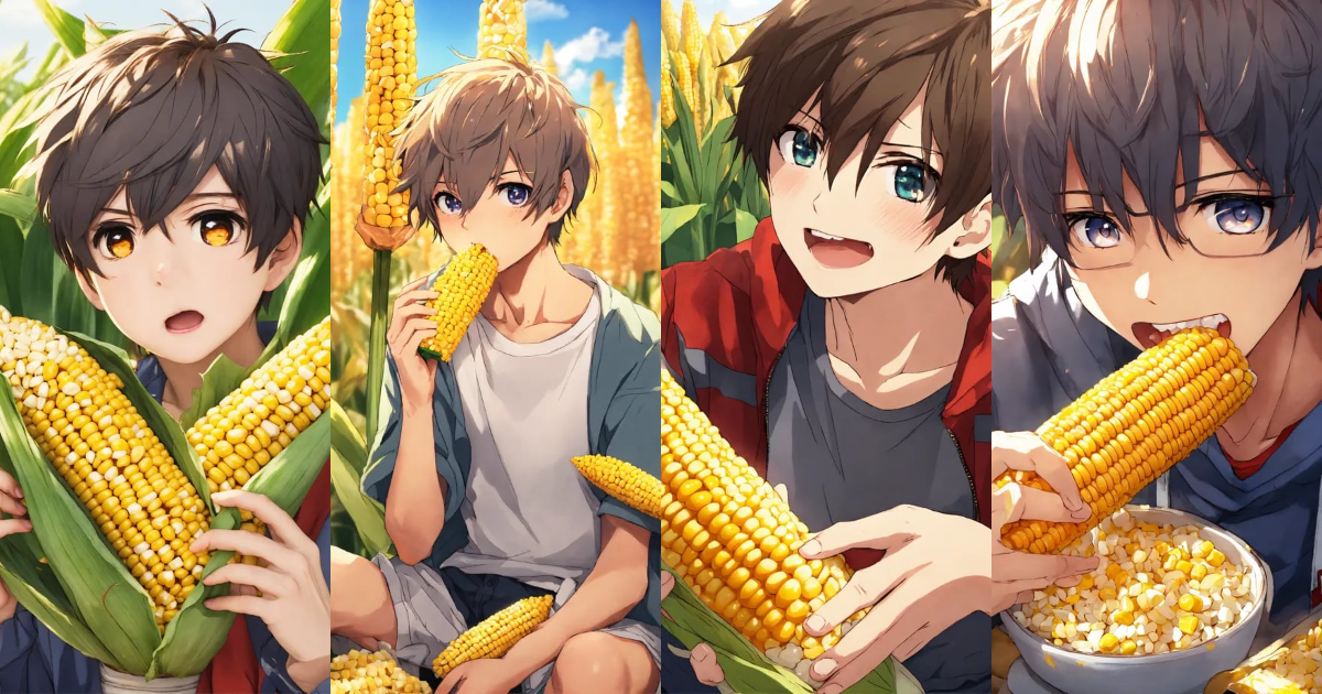 Lexica - Anime boy eats corn