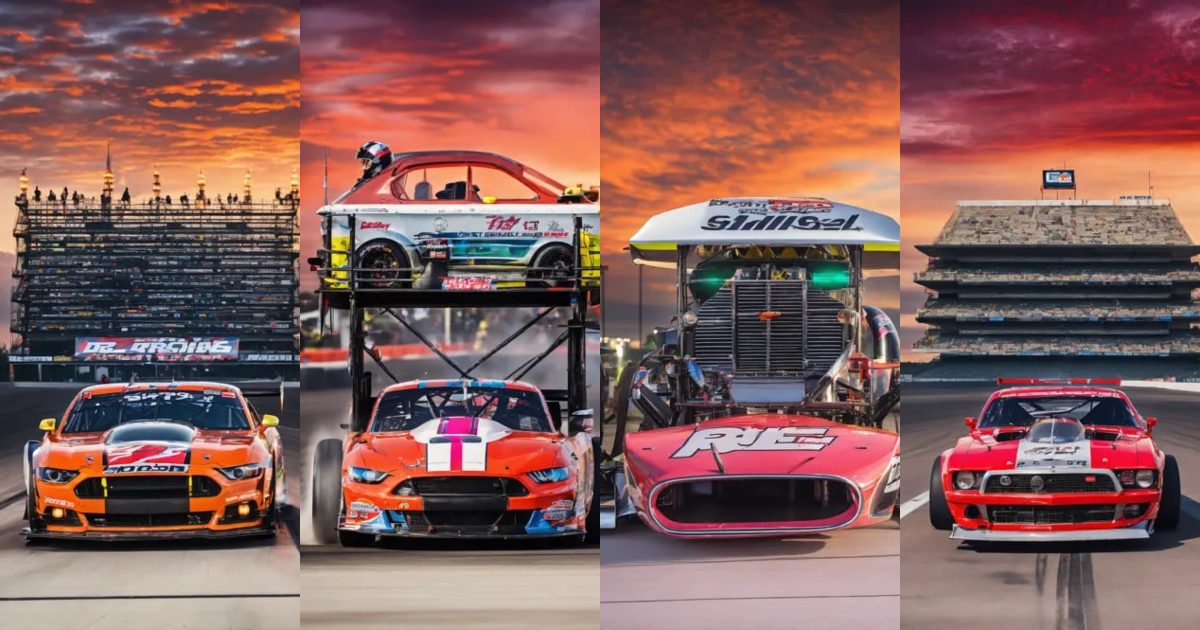 Lexica - Drag race car, race tower in the background