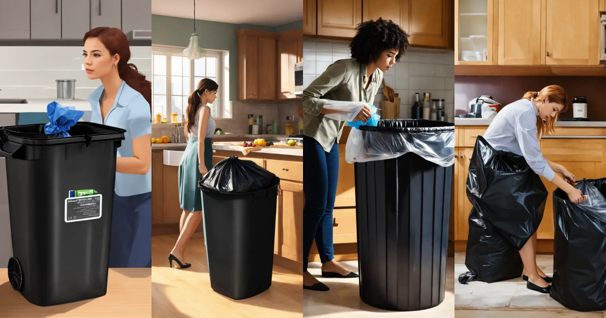 Lexica - Apartment, women, trash can, small black trash can, refuse ...