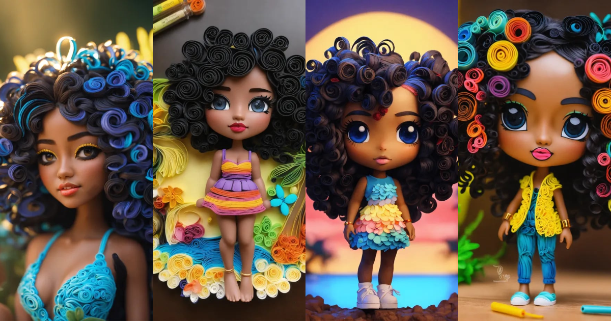 Lexica - Summer colors Quilling of a beautiful black light skin Chibi ...