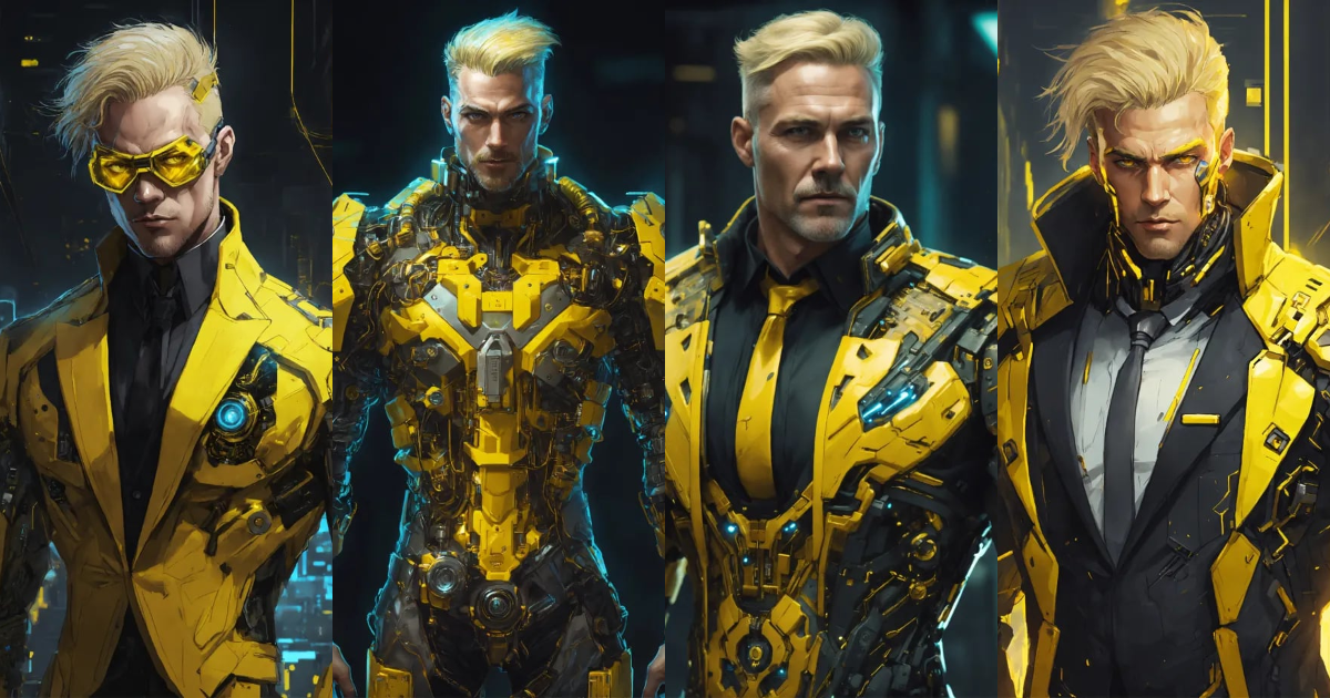 Lexica - Pale middle-aged dirty-blonde muscular cyberpunk cyborg man ...