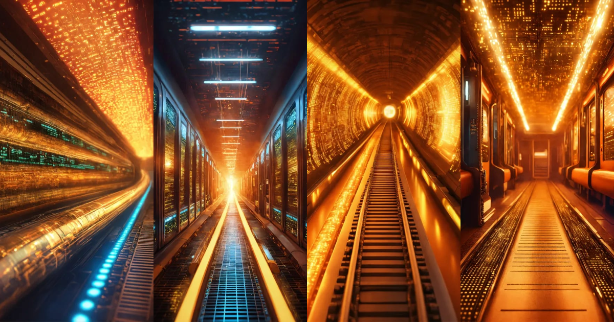 Lexica - Realistic digital matrix background,Vacuum tube train of the ...